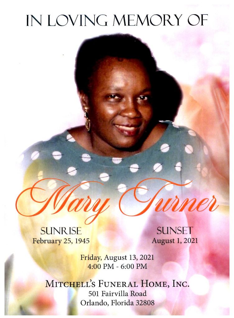 Mary Turner – Mitchell's Funeral Home