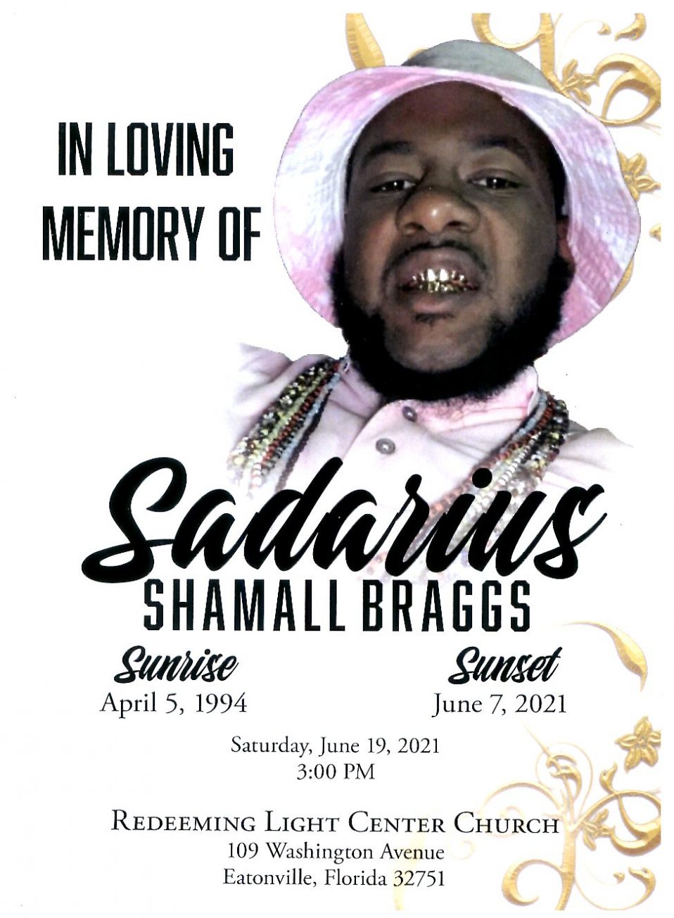 Mr. Sadarius Shamall Braggs – Mitchell’s Funeral Home