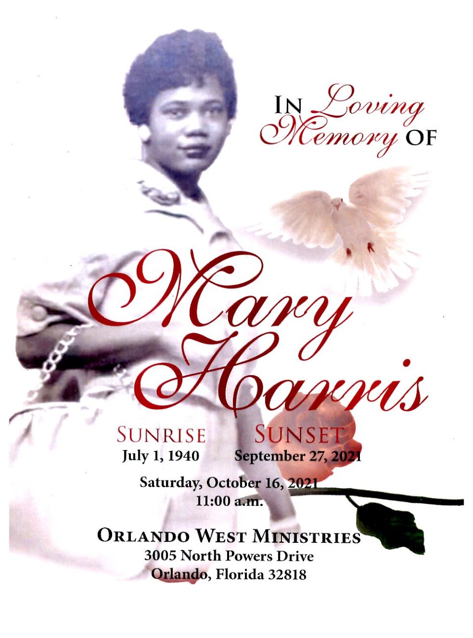 Mary Harris – Mitchell's Funeral Home