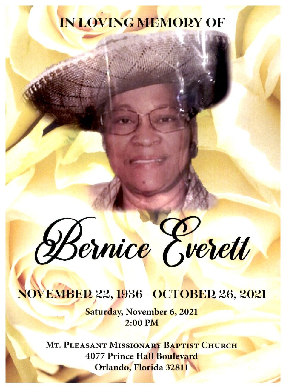Bernice Everett – Mitchell's Funeral Home