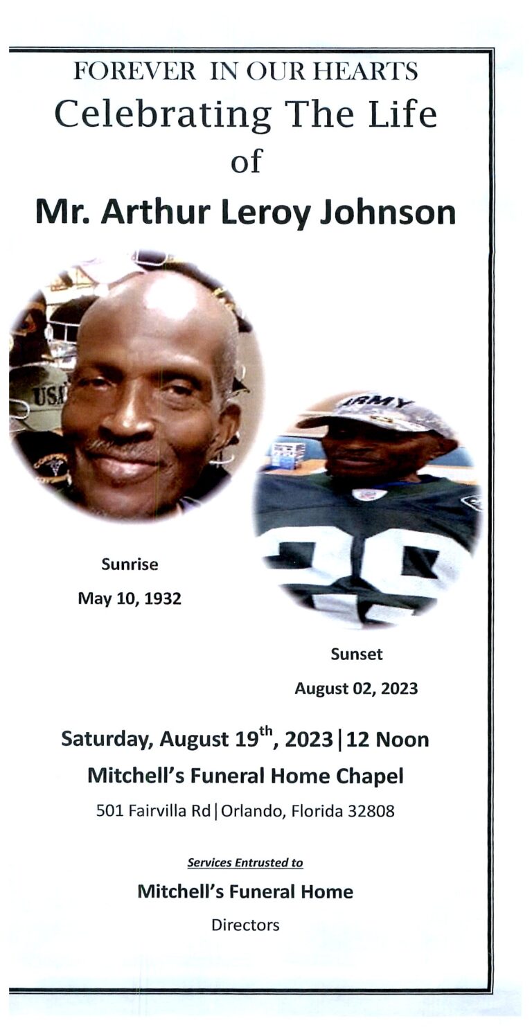 Arthur Johnson – Mitchell’s Funeral Home
